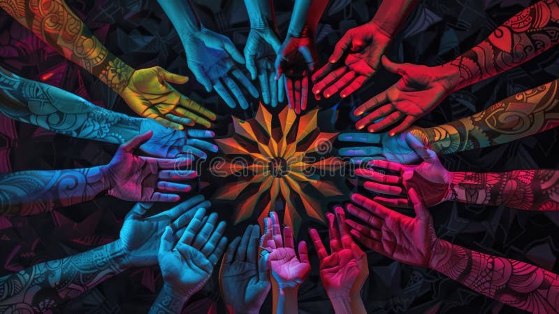 Surreal Hands and Faces in Colorful Chaos Artwork Show Dynamic Scenes ...