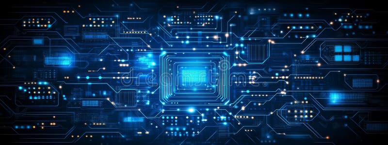 An Intriguing Digital Composition with Lively Blue Lights and Circuits ...