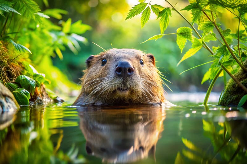 Intriguing Double Exposure of a Beaver at a Streamside Oasis a ...
