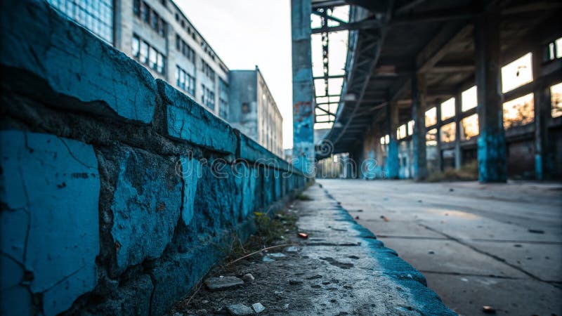 Intriguing Double Exposure a Dark Blue Concrete Wall with Deep ...