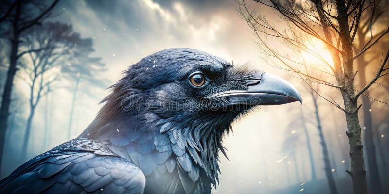 Intriguing Double Exposure of an Intelligent Crow a Study in Contrast ...