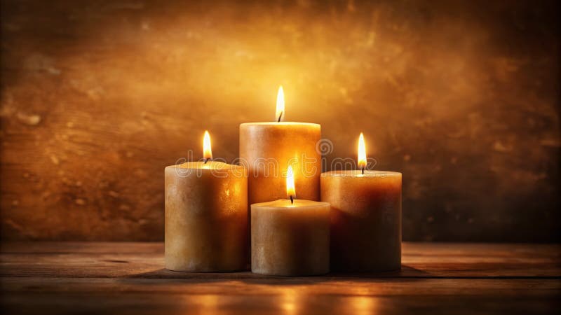 Intriguing Double Exposure of Three Burning Candles on a Rich Brown ...