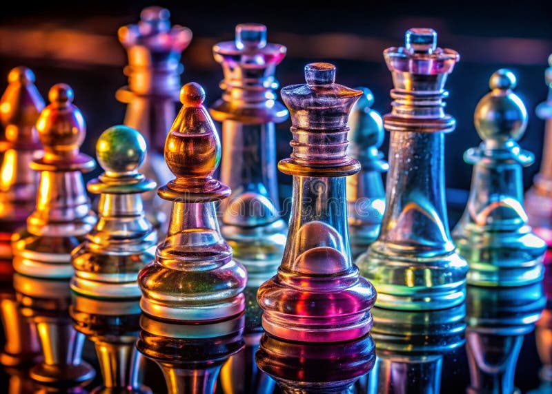 Intriguing Glass Chess Pieces on a Dark Background a Candid Study of ...
