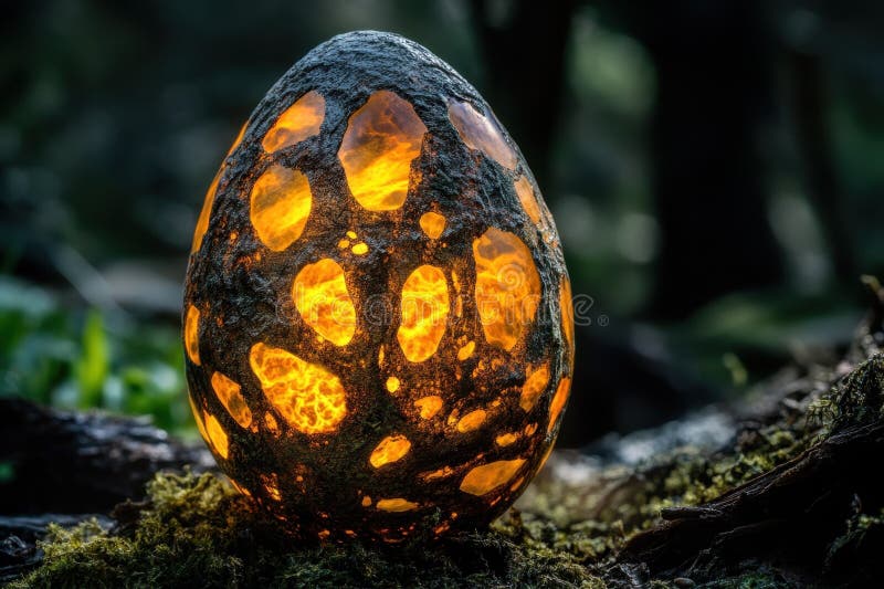 Intriguing Glowing Egg-shaped Rock Found in a Lush Forest Setting ...