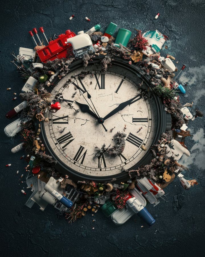 A Fascinating Clock Surrounded by Various Healthcare and Medical ...