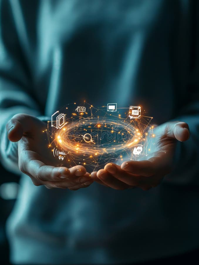 Exploring the Future of Technology: a Person Holding a Glowing Sphere ...