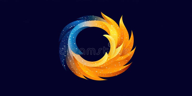 Dynamic Feathered Circular Design Symbolizing Rebirth with Celestial ...