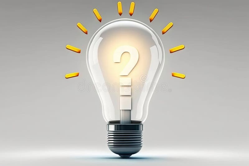 Light Bulb with Question Mark on Grey Background Stock Illustration ...