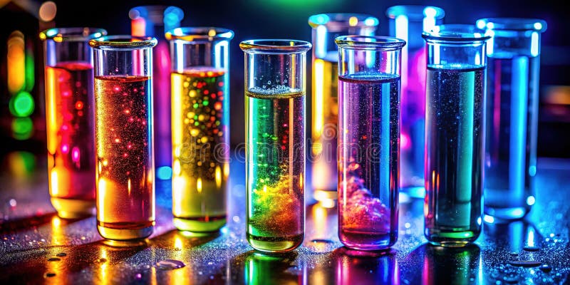Intriguing LowLight Fluorescence Analysis Test Tubes with Glowing ...