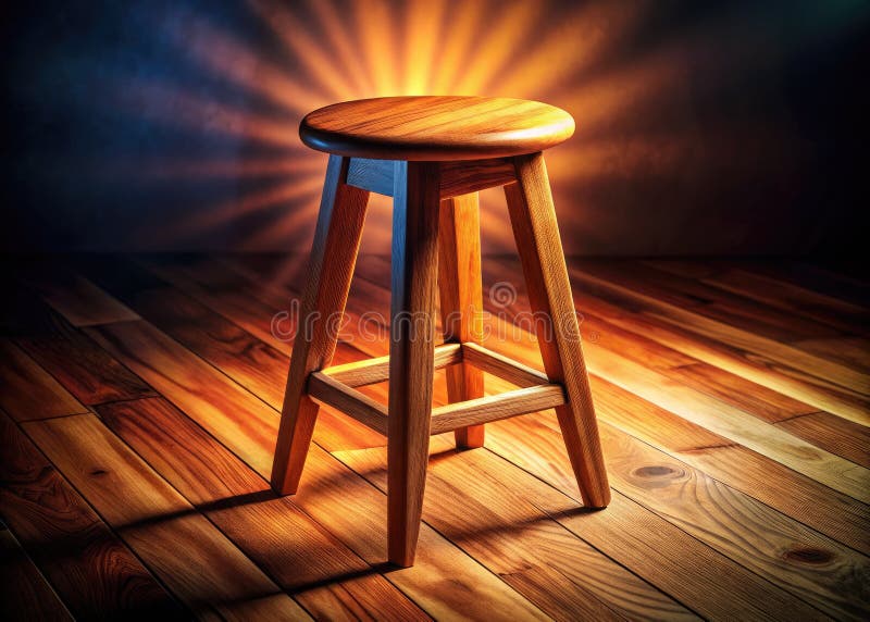 Intriguing Macro Photography of a Wooden Stool Under Dramatic Stage ...