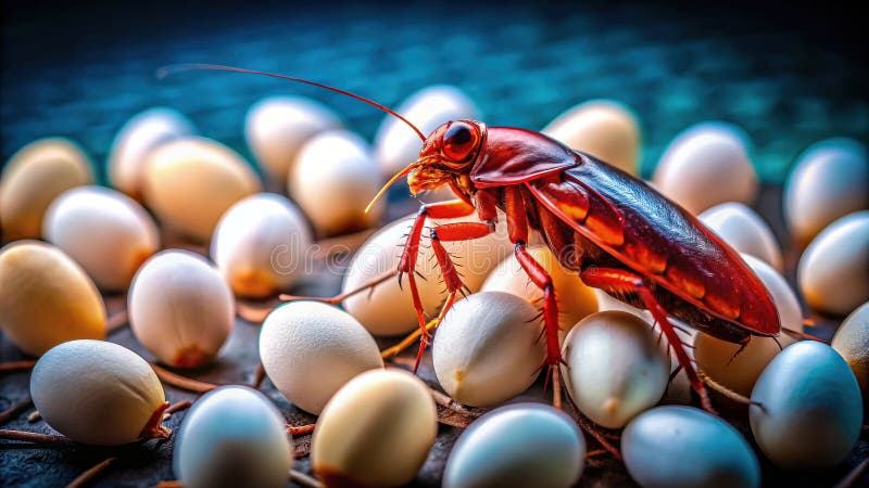 Intriguing Macro of a Red Cockroach with Eggs Captured in Dramatic Long ...