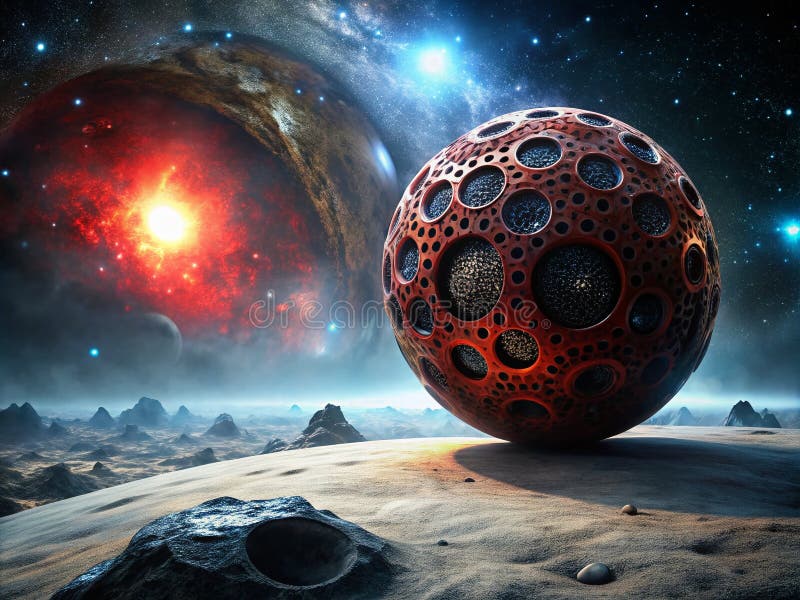 Intriguing Mechanical Sphere Hovers Above a Mysterious Dark Planet in ...