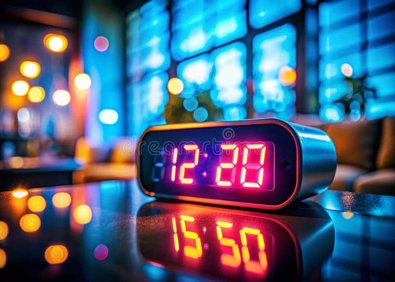 Intriguing Midnight Digital Clock in LowLight Photography a Stock Image ...