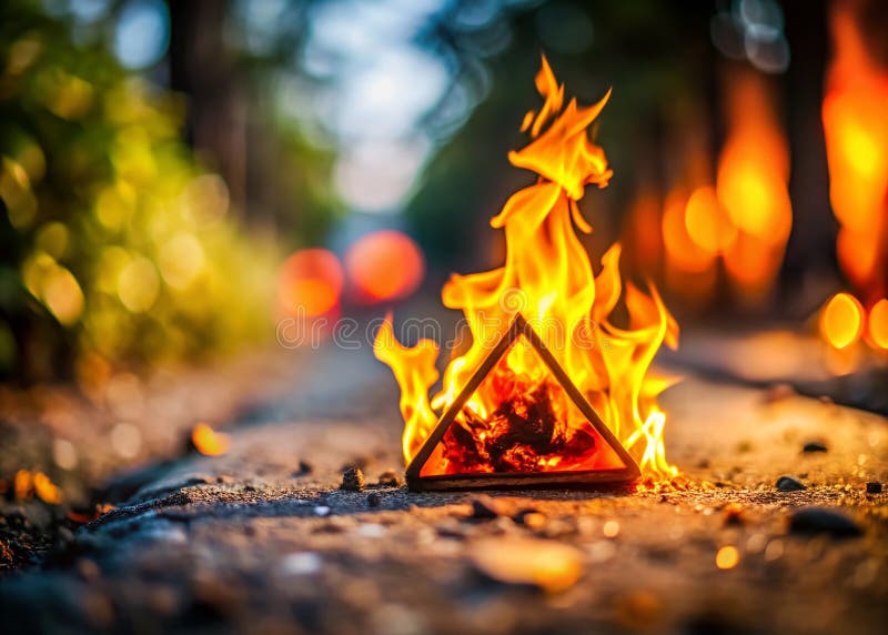 Intriguing Miniature Fire Sign TiltShift Perspective on a Tiny Blaze ...