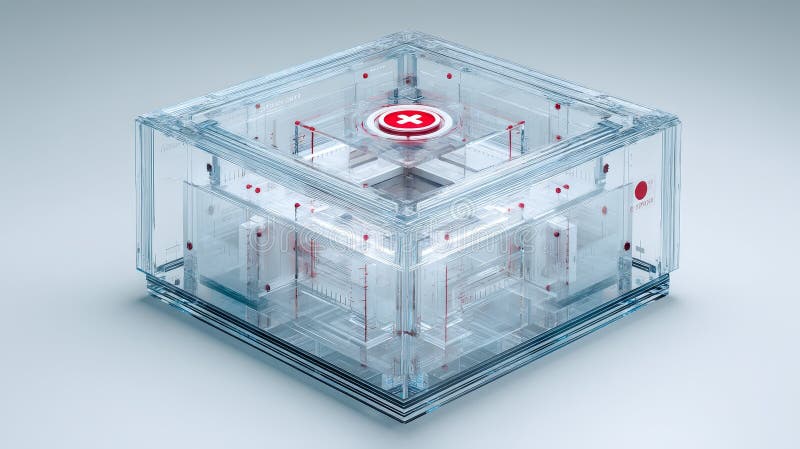 Intriguing Minimalist Design, Clear Cube with a Red Button, Modern ...