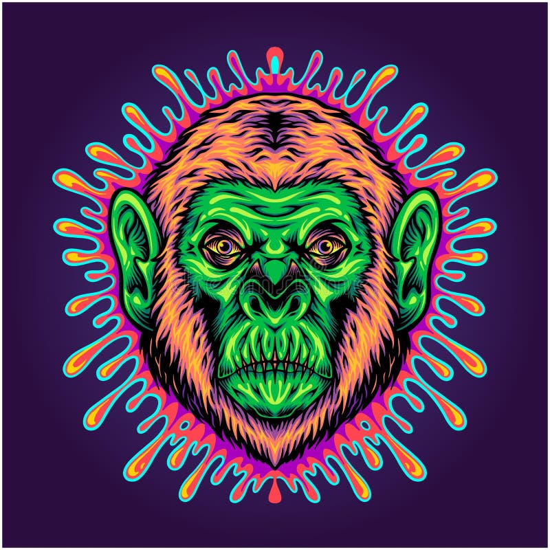 Intriguing Monkey Head with Mysterious Slime Background Stock Vector ...