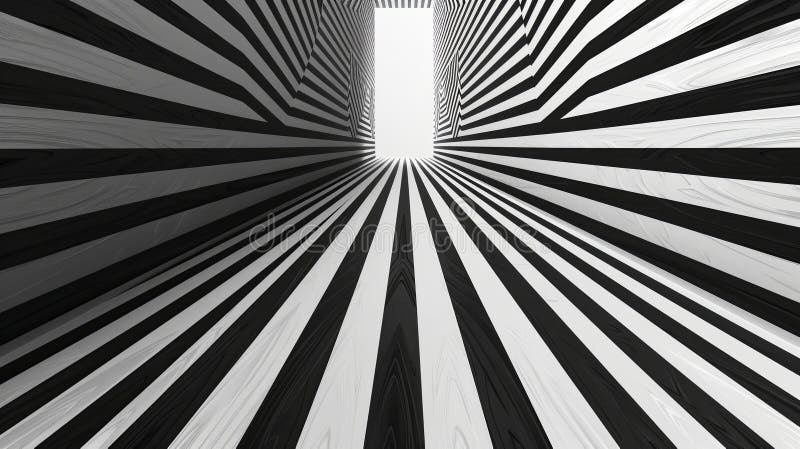 Intricate Black and White Optical Illusion with Geometric Depth and ...