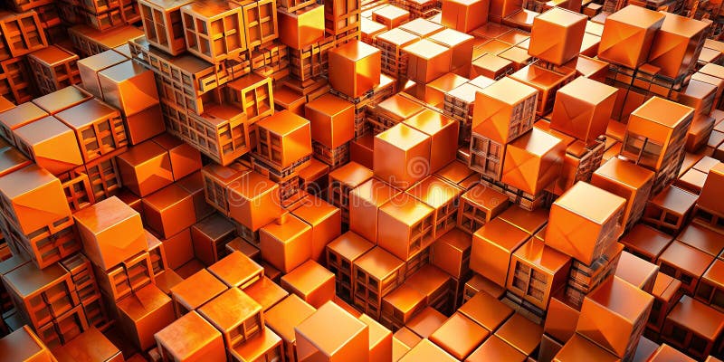 Intriguing Orange Cube Structure an Abstract Geometric Background for ...