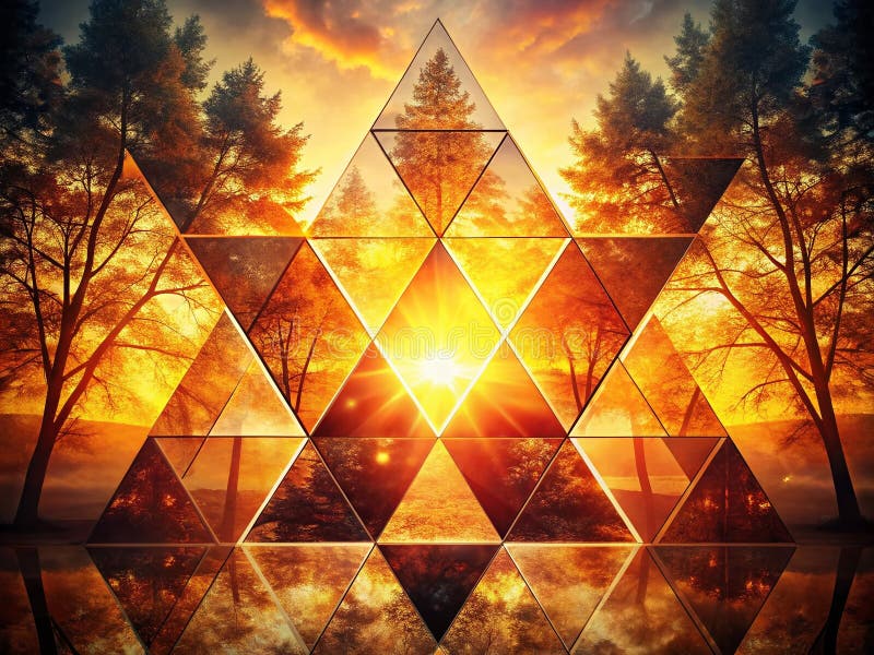 Intriguing Orange Fractal Triangle Double Exposure a Mesmerizing ...