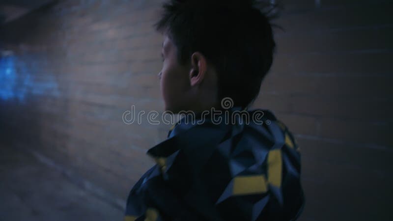 The Intriguing Path of a Observant Boy in the Twilight Tunnel Stock ...