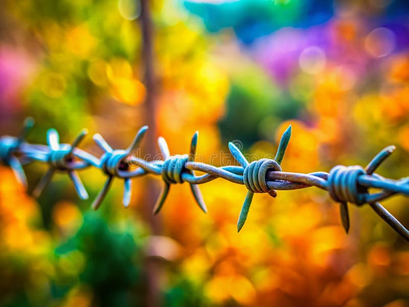 Intriguing Perspective of a TiltShift Barbed Wire Fence a Detailed ...