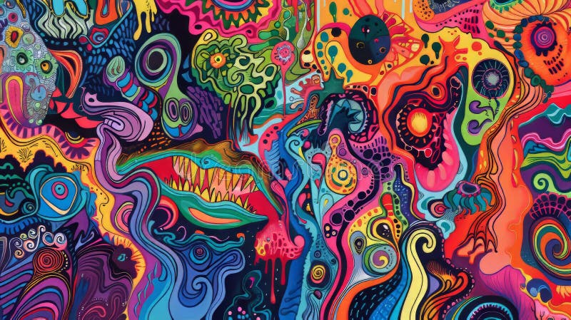 Intriguing Psychedelic Patterns into a World of Imagination Stock ...