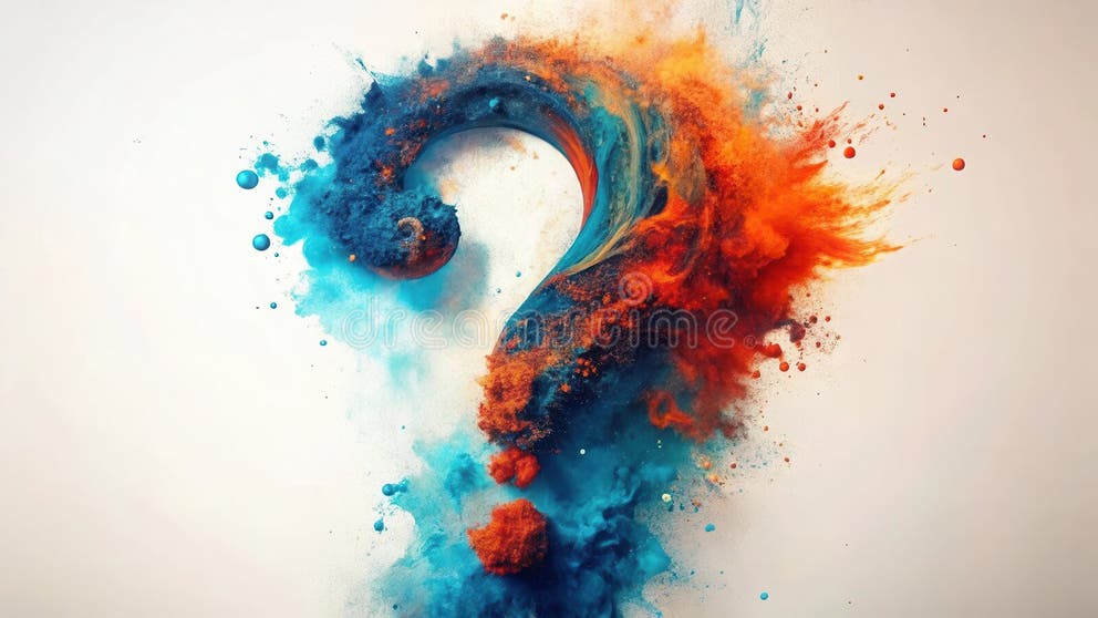 Intriguing Question Mark Formed by Vibrant Exploding Colors in a ...