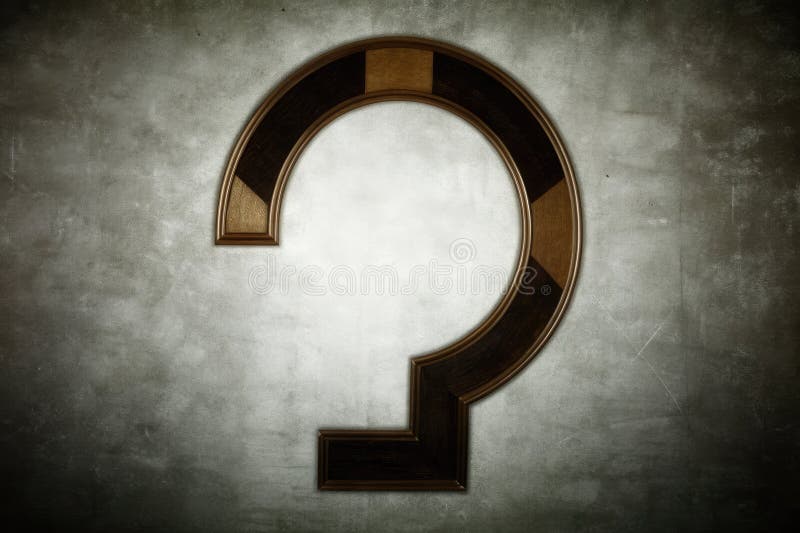 Unique Question Mark Picture Frame Against a Textured Wall Background ...