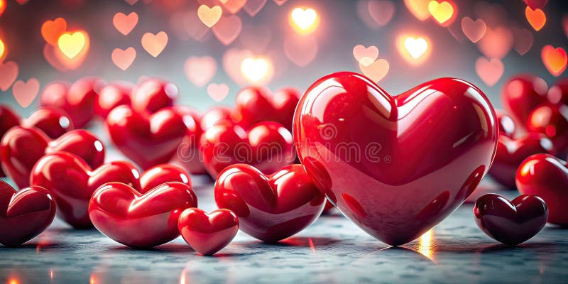 Intriguing Red Hearts in Low Light a Cinematic AIGenerated Valentines ...