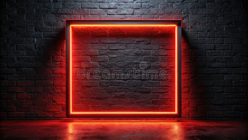 Intriguing Red Neon Glow Illuminates Rectangular Frame Against a Dark ...