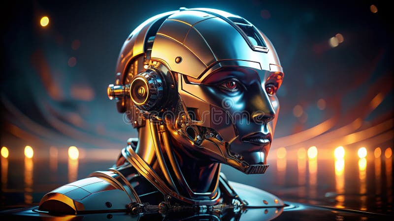 Intriguing Reflection of a Futuristic Robot Head in Low Light a Glimpse ...