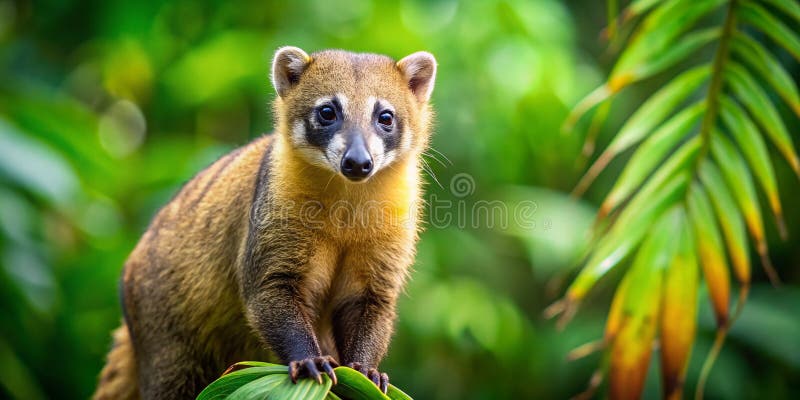 Intriguing RingTailed Coati in South American Rainforest a CloseUp ...