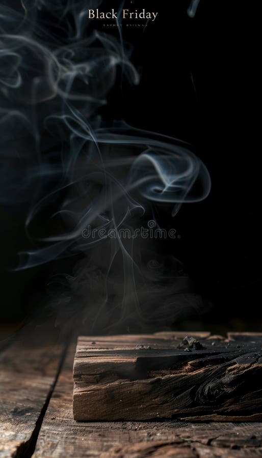 Intriguing Rustic Table with Smoke and Bold Black Friday Text on a Dark ...