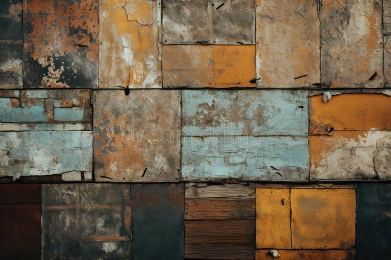 Intriguing Rusty Patchwork Wall. Generate Ai Stock Illustration ...