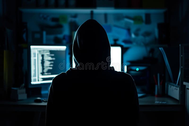 Intriguing Scene of Hacking in Dim Room, Generative AI Stock ...