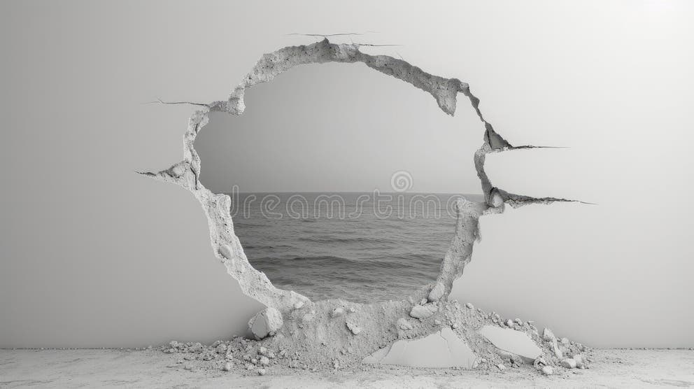 Intriguing Scene of a Wall with a Unique Hole, Offering a Glimpse into ...