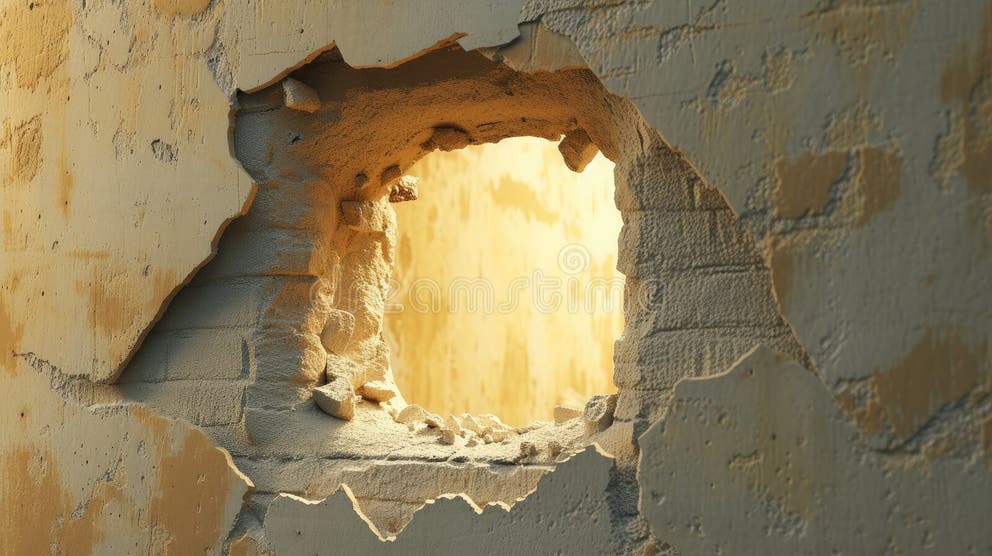 Intriguing Scene of a Wall with a Unique Hole, Offering a Glimpse into ...