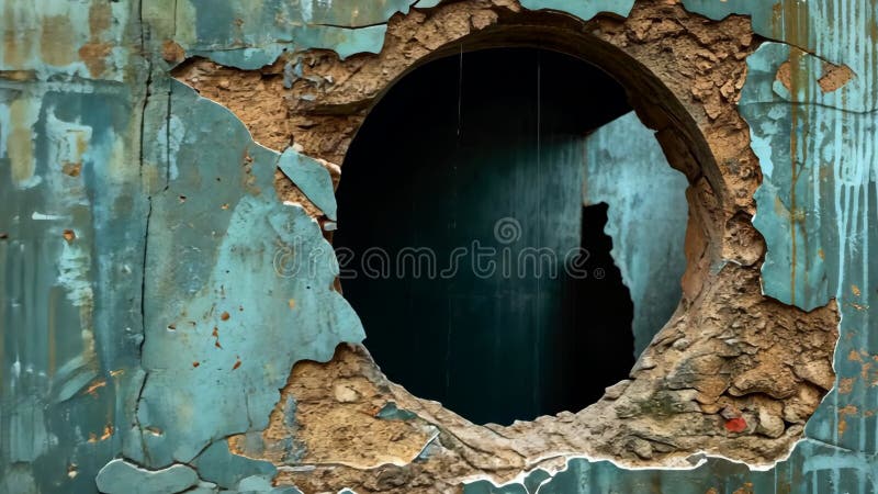 Intriguing Scene of a Wall with a Unique Hole, Offering a Glimpse into ...