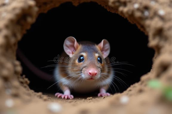 Intriguing Sight of a Rat through a Gap Stock Illustration ...
