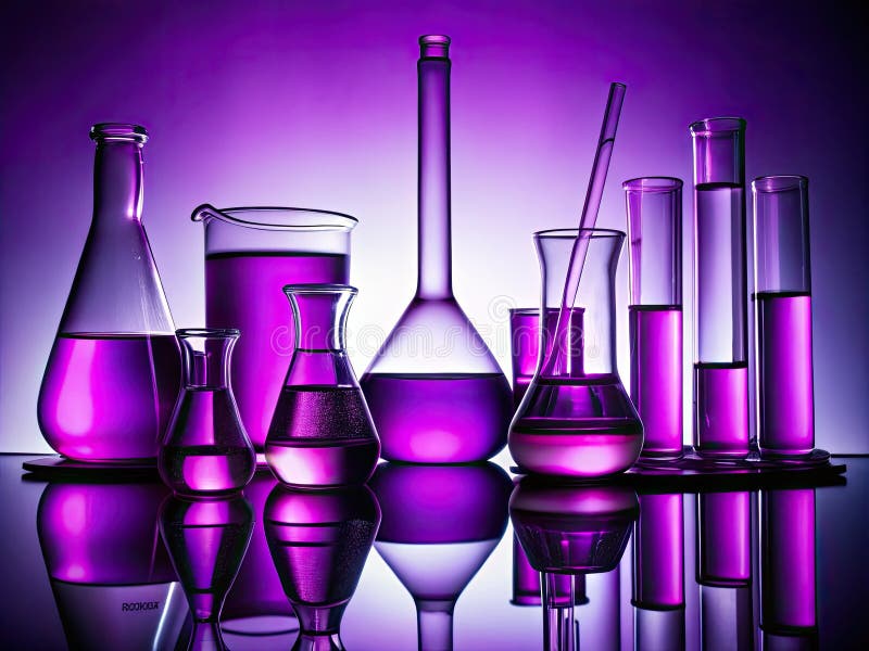 Intriguing Silhouette of Purple Lab Equipment Under Dramatic Lighting a ...