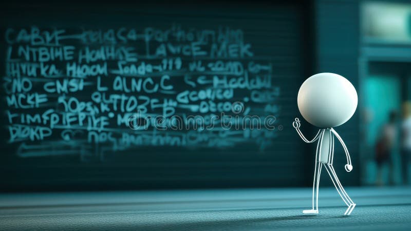 Intriguing Silhouette, Small White Figure Against a Blackboard Canvas ...