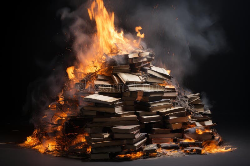 Intriguing Stack Book Fire Magic. Generate AI Stock Illustration ...