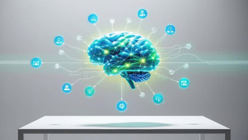 Intriguing Table Display Featuring a Realistic Human Brain Captured in ...