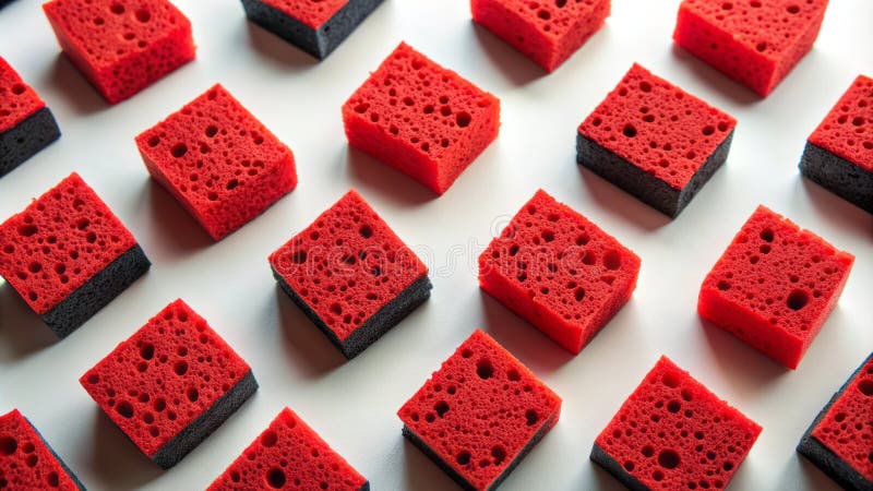 Intriguing Textures and Shapes Red and Black Sponges on a Pristine ...