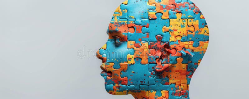Intellectual Puzzle: a Man with a Jigsaw Puzzle in His Profile ...