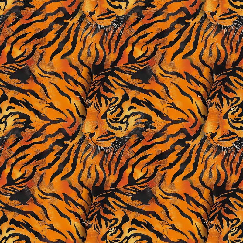 Striking Tiger Pattern with Orange and Black Stripes Seamless Stock ...