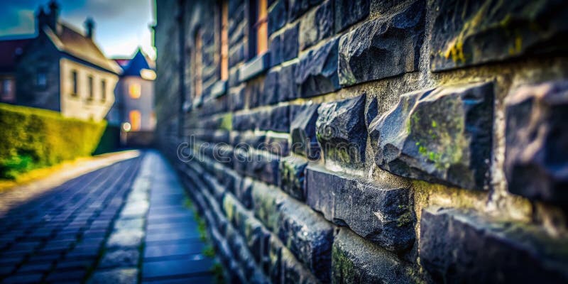 Intriguing TiltShift Perspective of a Gloomy Textured Black Stone Wall ...