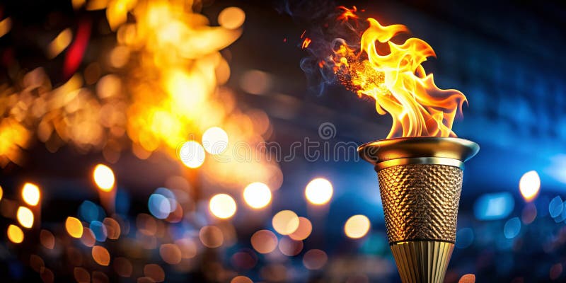 Intriguing TiltShift Perspective of an Olympic Torch Flame Against a ...