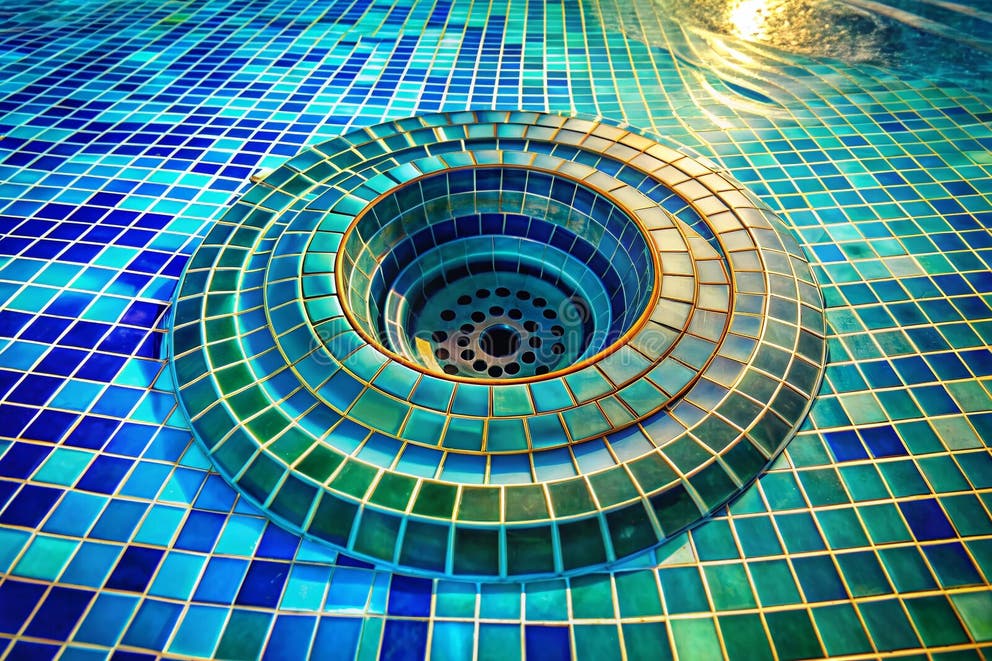Intriguing Underwater Pool Drain Vortex a Closeup Abstract View of Water Flowing into a Square ...