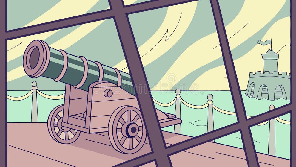 Cannon by Window with City View, Vector Design Generative AI Stock ...